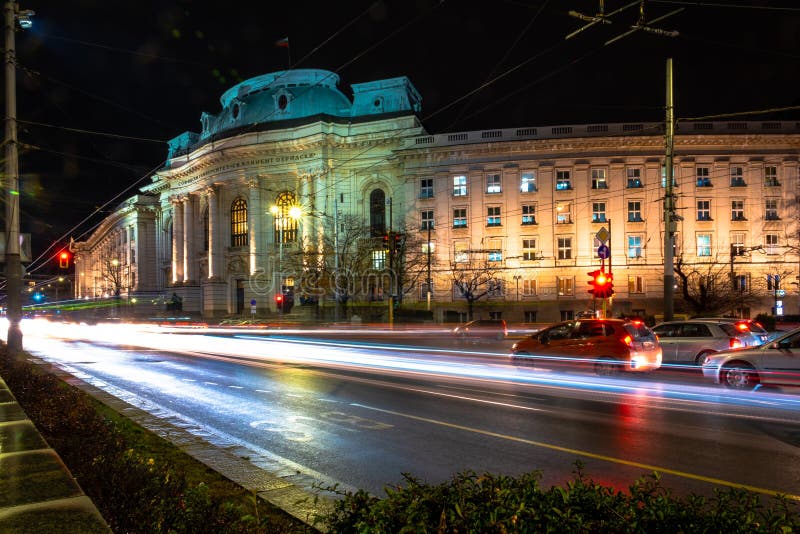 Night Lights of Sofia City Centre Architecture, Famous Buildings Stock ...