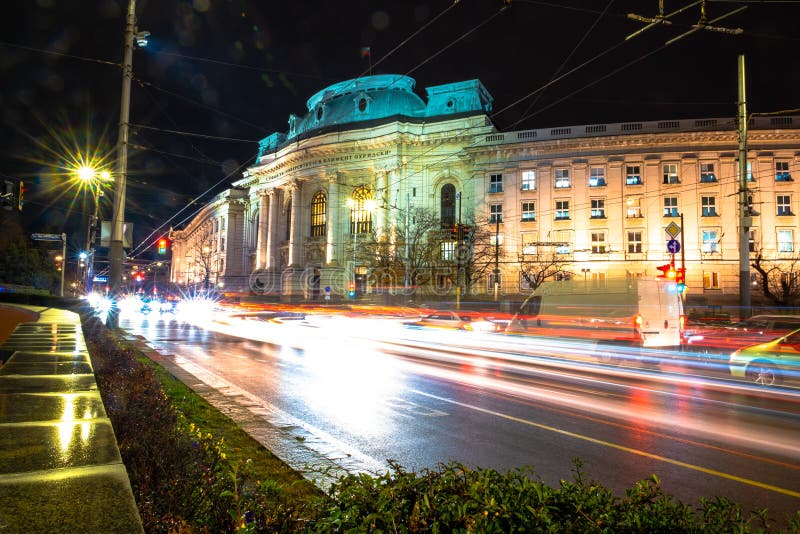 Night Lights of Sofia City Centre Architecture, Famous Buildings Stock ...