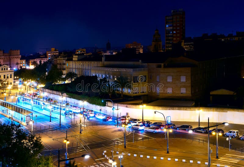 Night lights of Valencia 3 stock photo. Image of traffic - 43910026