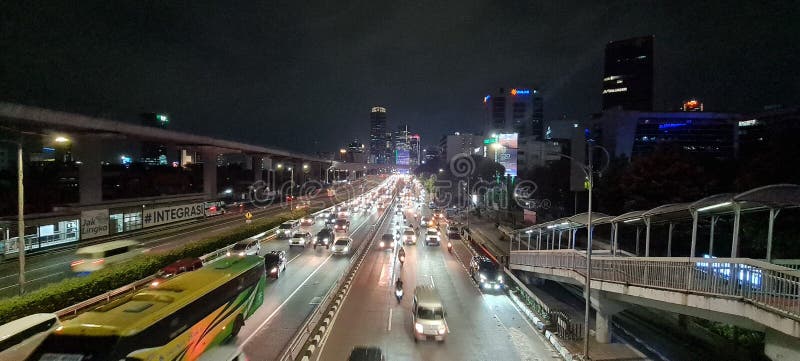 Night Live Traffic Jakarta Indonesia Editorial Photo - Image of ...