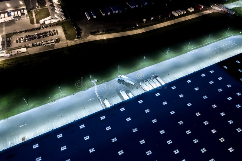 Night Loading Dock at a Warehouse. Modern Logistics Center Stock Photo ...