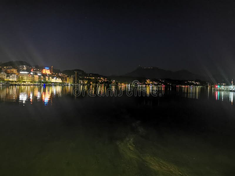Luzern at night stock photo. Image of city, dawn, downtown - 179538442