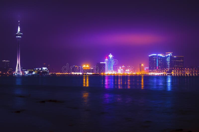Night Macau., Night Macau. View from the coast of