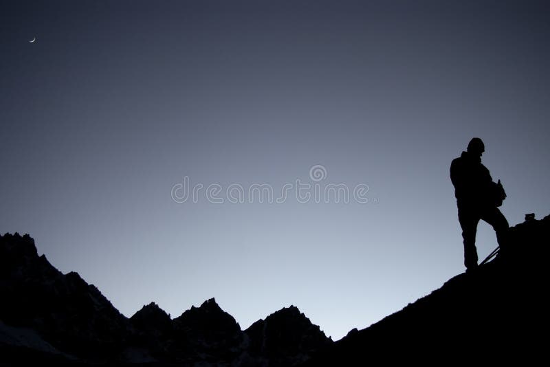 Night stock photo. Image of climbing, moon, mountains - 88364494