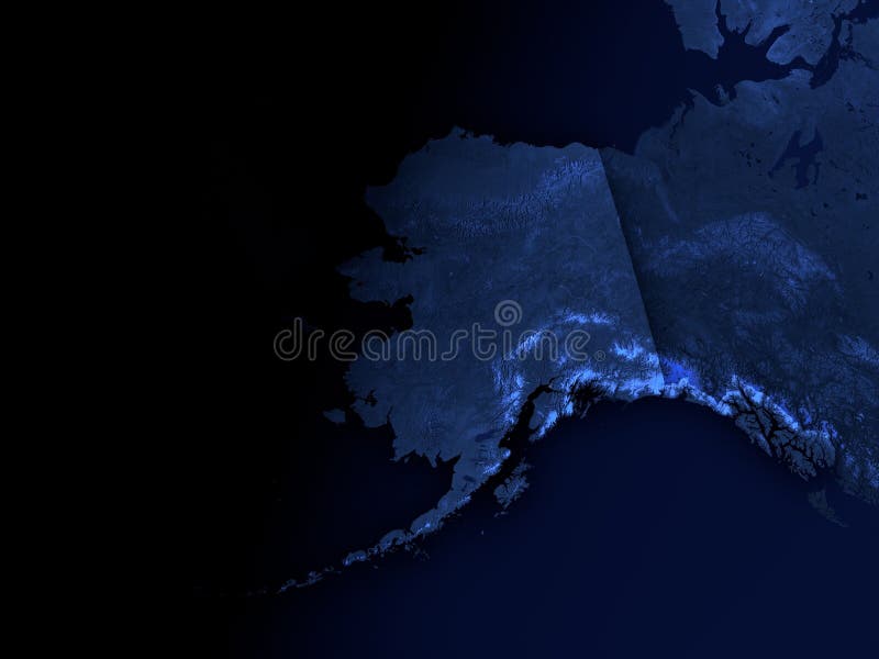 Night map of Alaska stock illustration. Illustration of states - 391792364