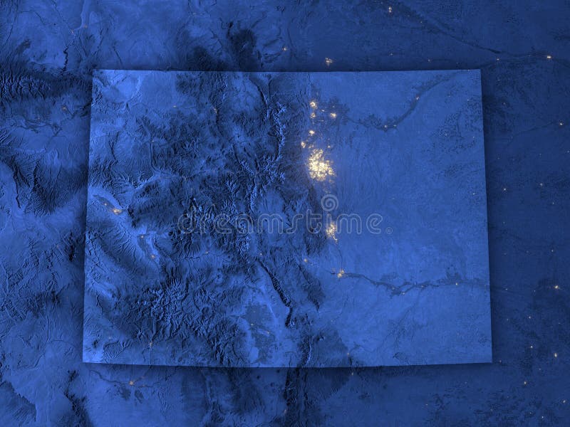 Night map of Colorado stock illustration. Illustration of borders ...