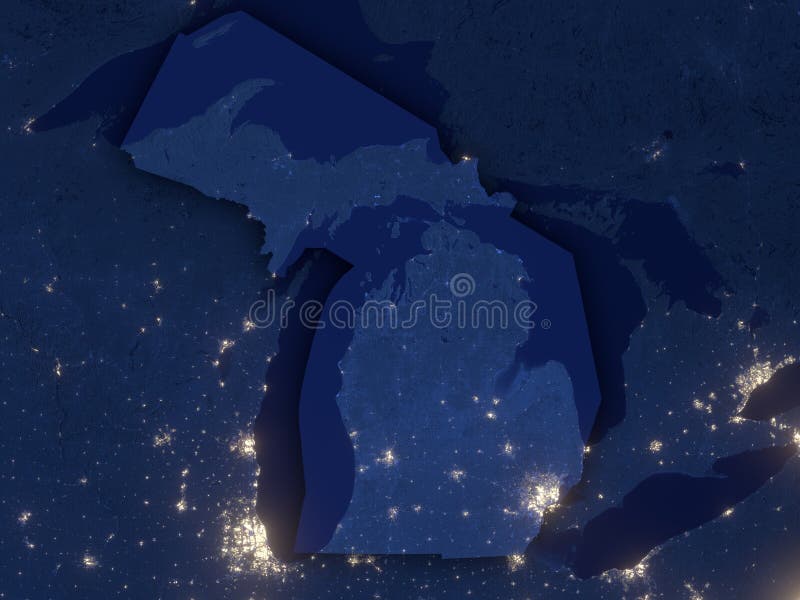 Night map of Michigan stock illustration. Illustration of michigan ...