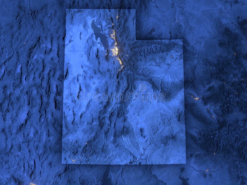 Night map of Utah stock illustration. Illustration of states - 391793111