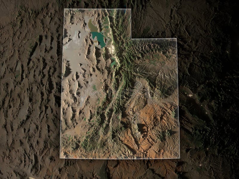Night Map of Utah with State Borders and City Lights Stock Illustration ...