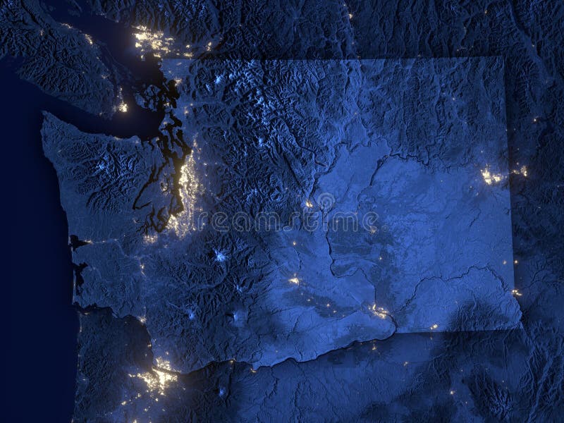 Night map of Washington stock illustration. Illustration of washington ...