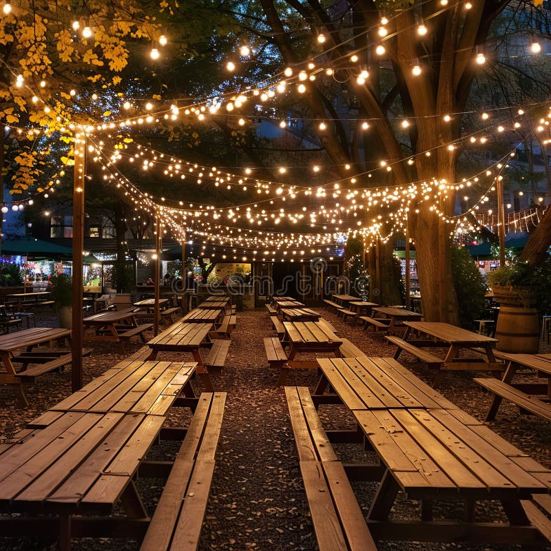 Night Market String Lights Picnic Tables Stock Photos - Free & Royalty ...