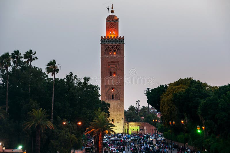 Night in Marrakesh, Morocco with People Stock Photo - Image of ...