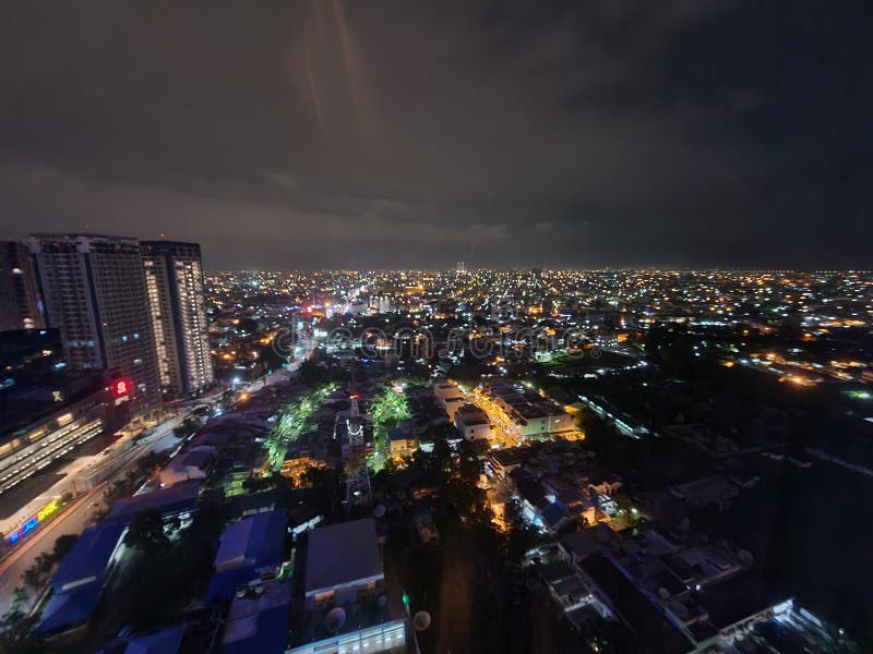 The night of Medan stock image. Image of evening, reflection - 208100985