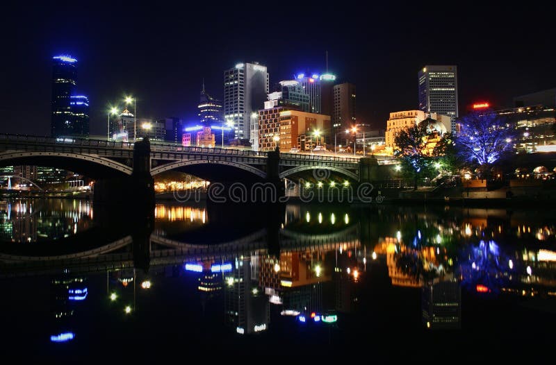 Night Melbourne stock image. Image of river, night, lights - 3508625