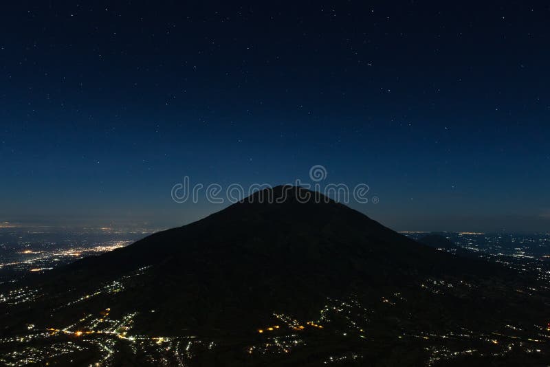 Night Merbabu Volcano at Java Island in. Stock Image - Image of outdoor ...
