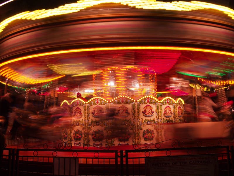 Night, Merry-go-round in Motion Stock Image - Image of happy, cheerful ...