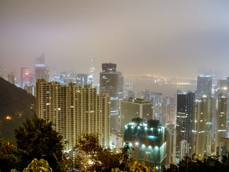 Night Metropolis in Lights. Hong Kong Night Stock Photo - Image of ...