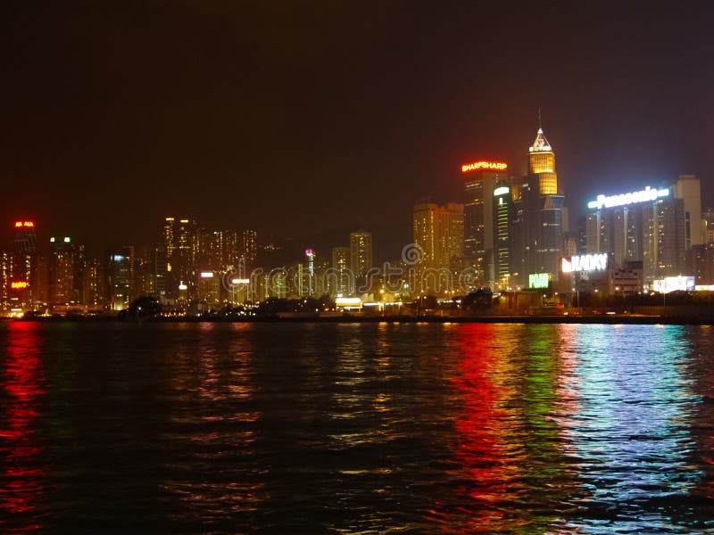 Night Metropolis in Lights. Hong Kong Night Editorial Stock Image ...