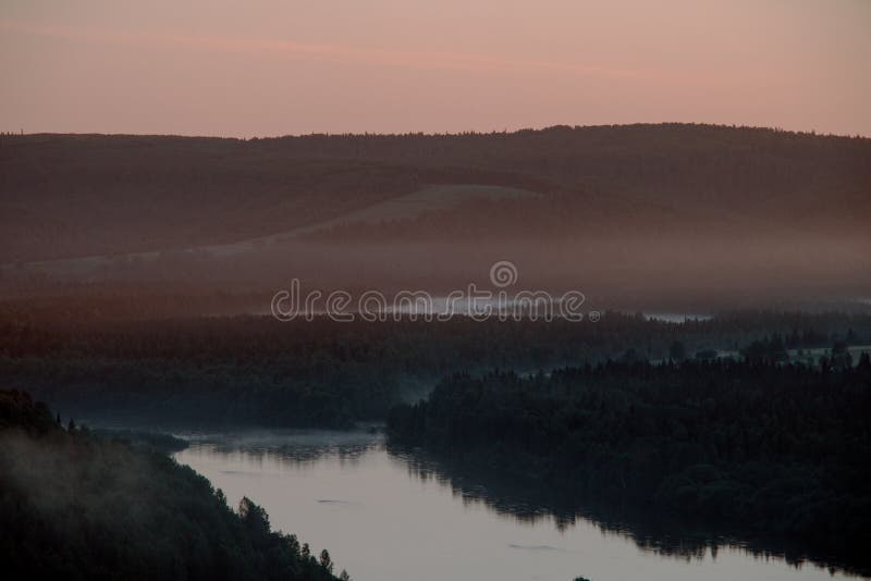 Night Misty Fog Above the River in the Forest Stock Photo - Image of ...