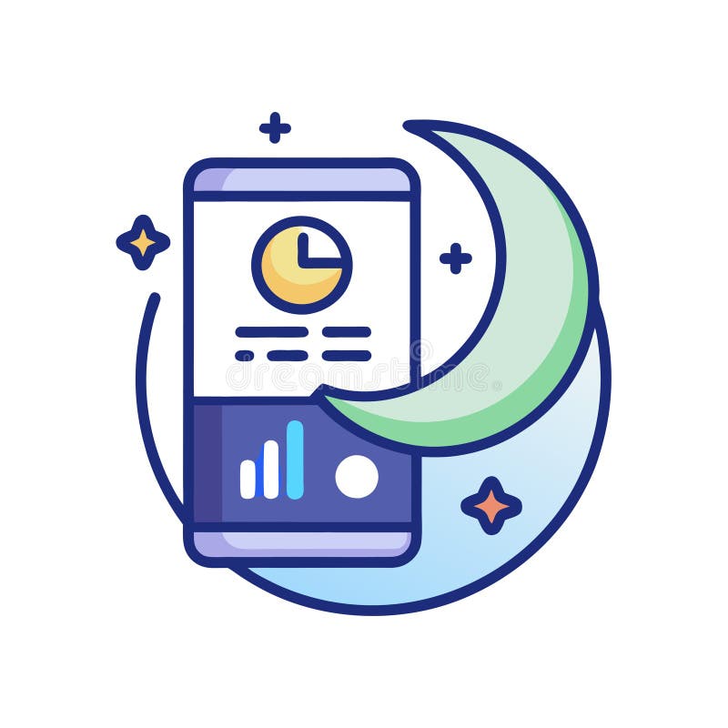 Night Mode App Icon with Moon, Stars, and Mobile UI Elements Stock ...
