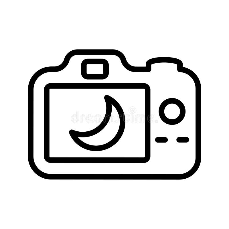 Night mode on camera icon stock vector. Illustration of symbol - 225662756
