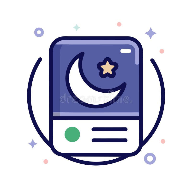 Night Mode UI Element Icon with Moon and Star, Modern Design Stock ...
