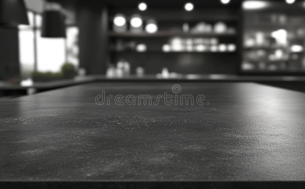 At Night, a Modern Kitchen Countertop is Illuminated with Soft Lighting ...