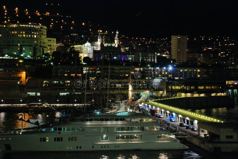 Night Monaco stock photo. Image of illumination, cityscape - 54542494