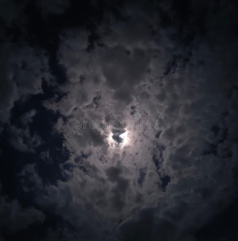 The Night Moon Behind the Clouds Stock Image - Image of screenshot ...