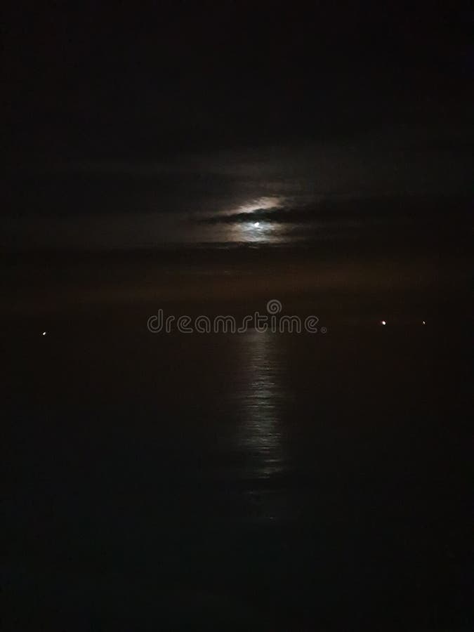 Night Moon Cloud Reflection Water Moonlight Dark Sky Stock Image ...