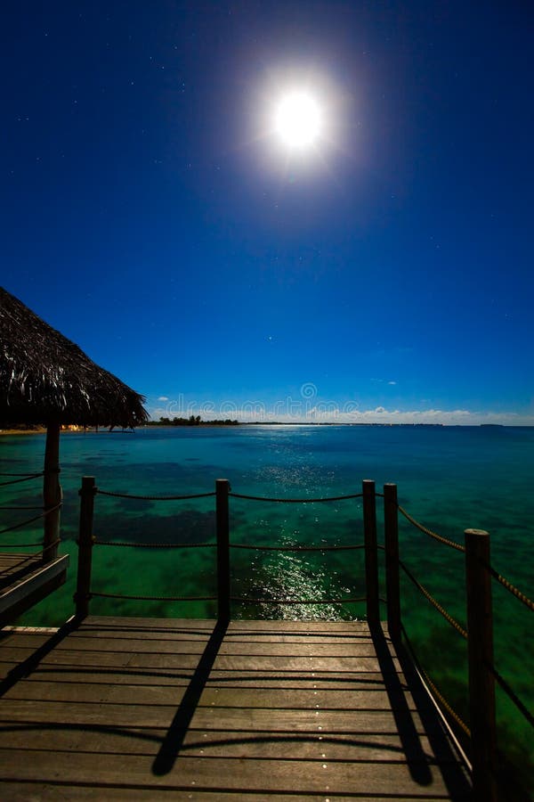 Night. the Moon Over the Sea and Reflection in Water Stock Photo ...
