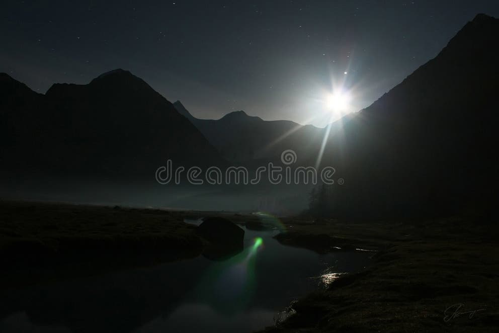 Night moon and river stock photo. Image of mysty, moon - 10258232