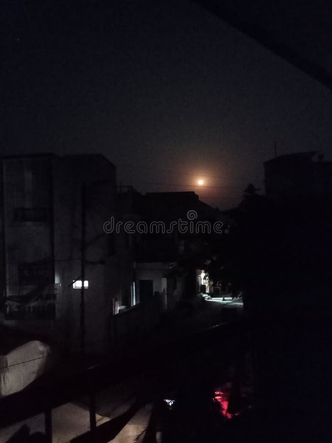 Night Moon Scene from Terrace Stock Photo - Image of moon, terrace ...