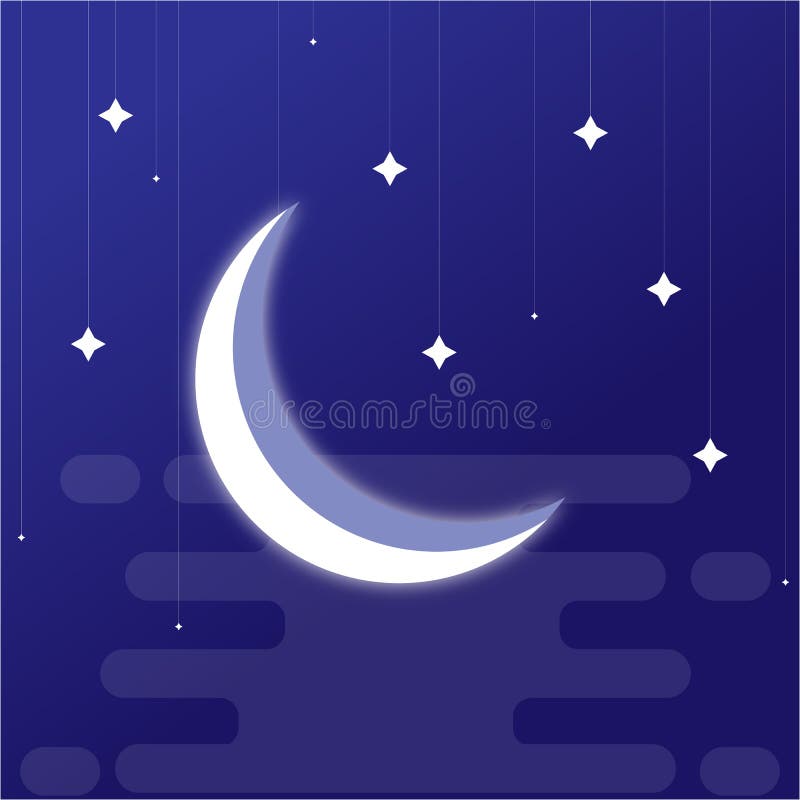 Amazing Night Moon Vector Illustration Stock Vector - Illustration of ...