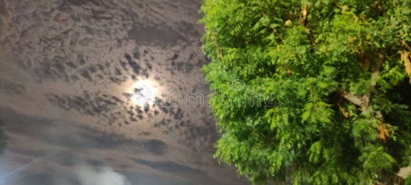 Night Moon View with Cloudy Weather Stock Photo - Image of weather ...