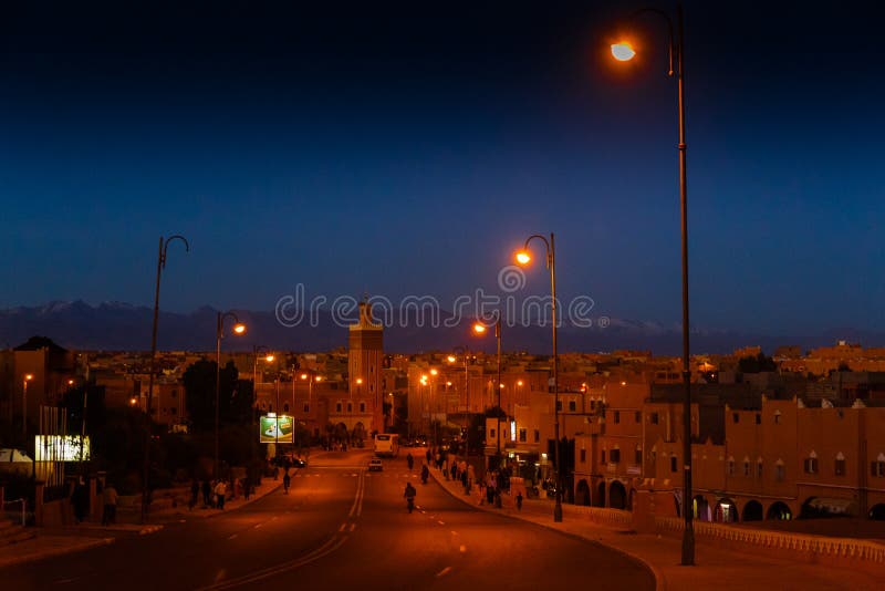 Night Moroccan city editorial stock photo. Image of road - 83329338