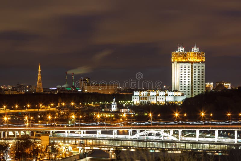 Night Moscow,night city stock image. Image of lights - 38148369