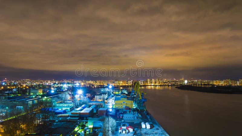 Night Moscow. South Port stock photo. Image of horizontal - 38163404