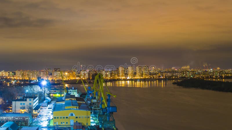 Night Moscow. South Port stock photo. Image of lanterns - 38163408