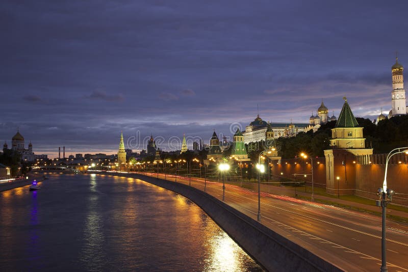 Night Moscow stock image. Image of kremlin, road, square - 43461959