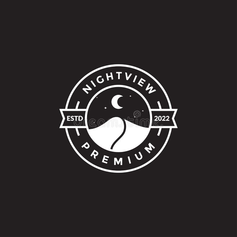 Night Mountain and Crescent Badge Logo Stock Vector - Illustration of ...