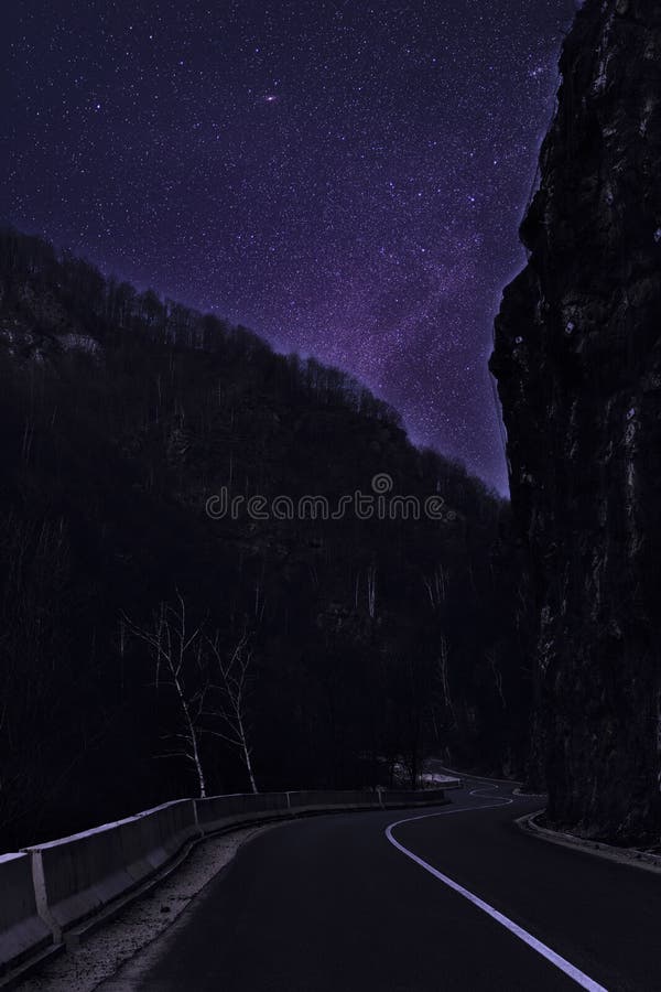 Night mountain road stock image. Image of mountains - 110061273