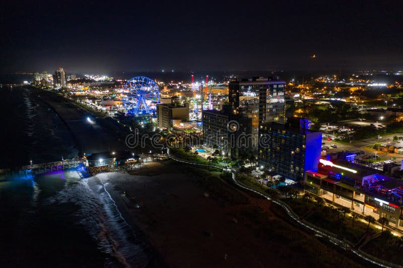 Night at Myrtle Beach SC stock photo. Image of ocean - 156346998