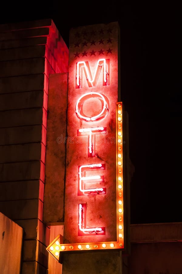 Night neon motel sign stock photo. Image of electric - 82548098