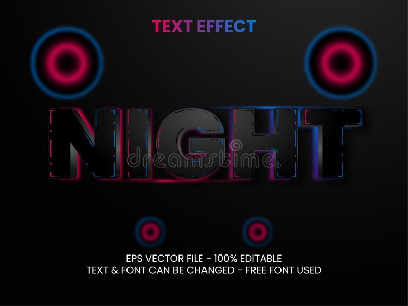 Neon Light Editable Text Effect with Night Style. Stock Vector ...