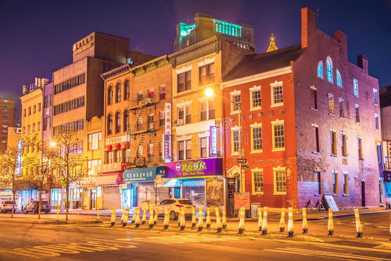 New York City at Night,Chinatown Editorial Stock Photo - Image of ...