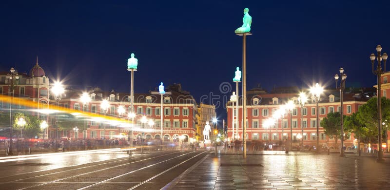 Night in Nice, France stock image. Image of cars, european - 48114633