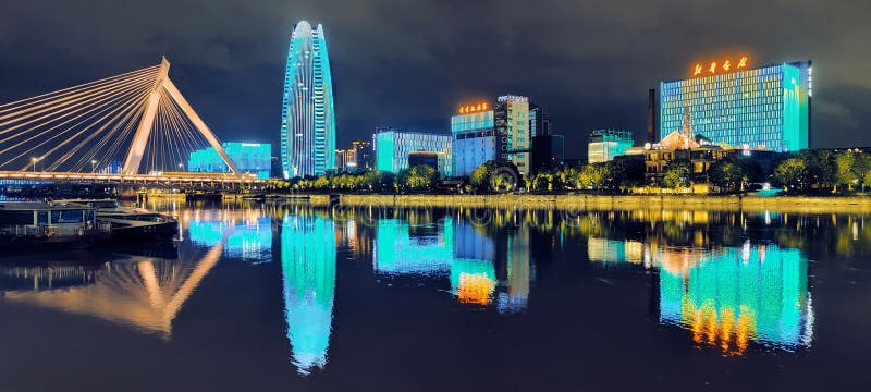 Night in ningbo stock photo. Image of dusk, landmark - 329426662
