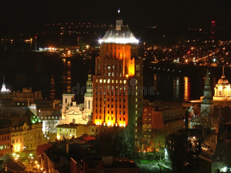 Quebec City at Night stock photo. Image of building, architecture - 780912