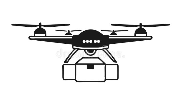 Night Operations Drone Icon, Illuminated Flight UAV, Vector Design ...